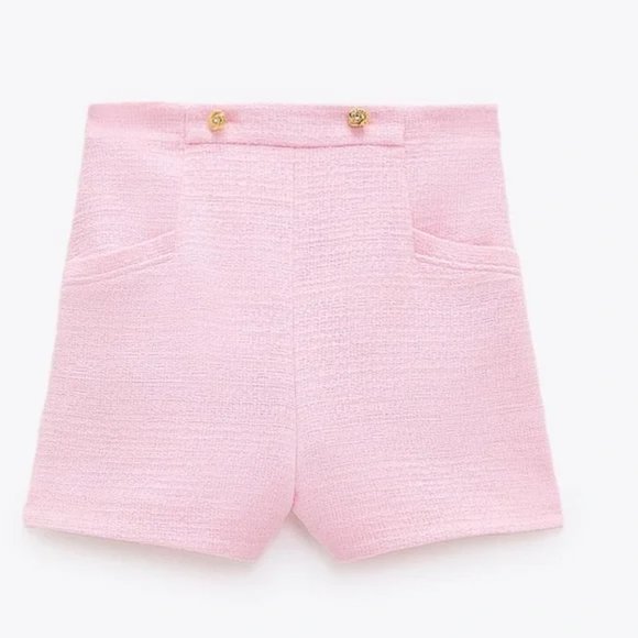 Zara | Shorts | Zara Textured Weave Shorts With Buttons | Poshmark